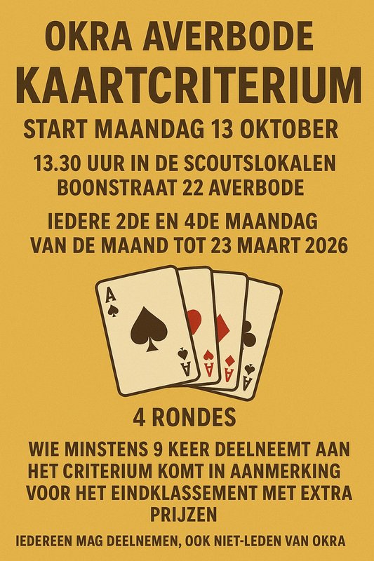 Ontspanning Animatie, Feestjes,..: Kaartcriterium Okra Averbode: elke ...