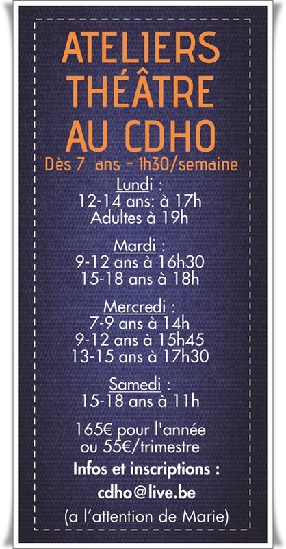 Stages,cours Enfants/ Divers: Ateliers théâtre du Cdho - Leuze-En ...