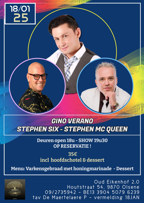 Concerten Overige: Diner & dance - live optreden van Stephen Mc Queen ...